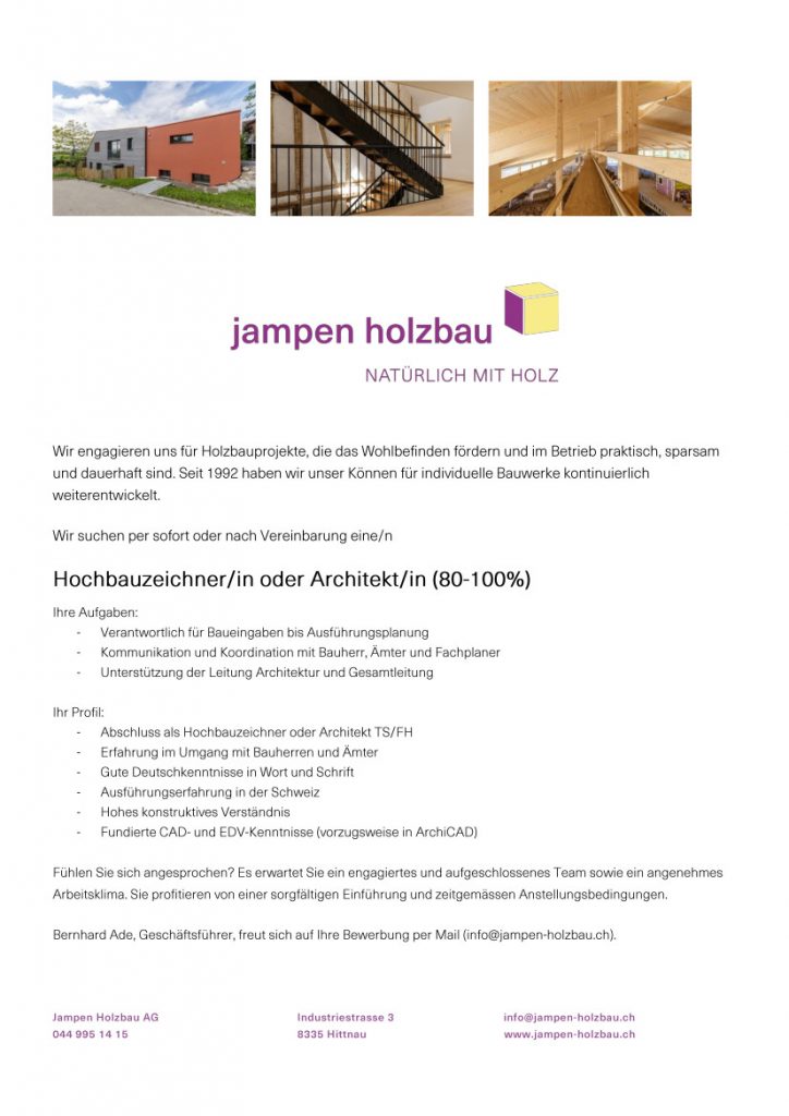 Offene Stellen - Jampen Holzbau Jampen Holzbau als Arbeitgeber Offene ...